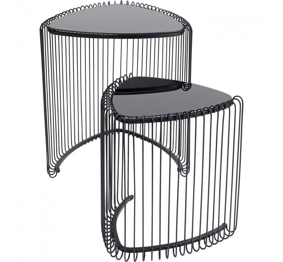 Black steel and glass side tables - Wire - Kare Design
