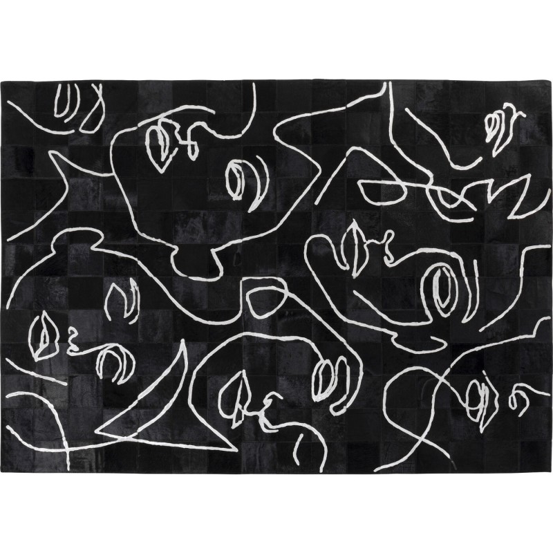 Black and silver abstract faces carpet - Kare Design