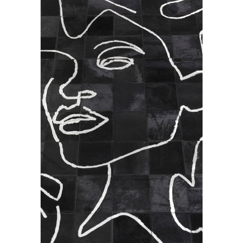 Black and silver abstract faces carpet - Kare Design